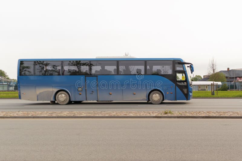 Blue Intercity Bus on the Street Editorial Photography - Image of ...
