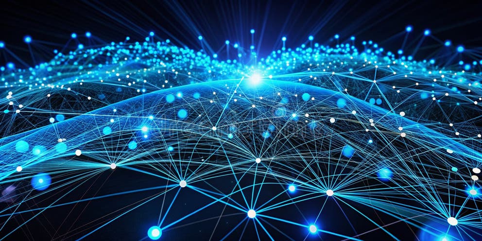 Blue Interconnected Lines and Dots a Futuristic Abstract Visualization ...