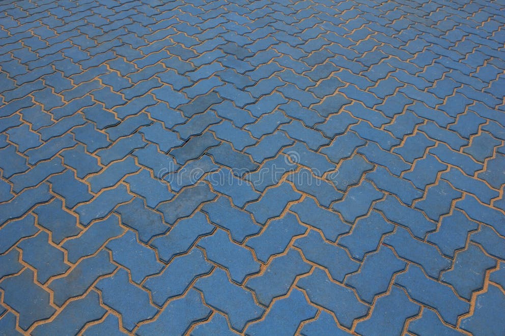 Blue Interlocking Brick Pavement. Stock Image - Image of pavement, geometry: 388085961