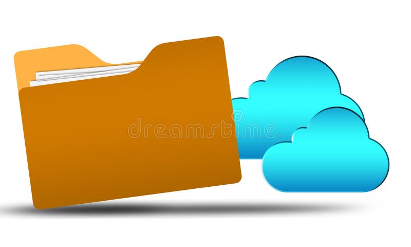 Blue Internet Cloud Icon and Yellow Folder Stock Illustration ...