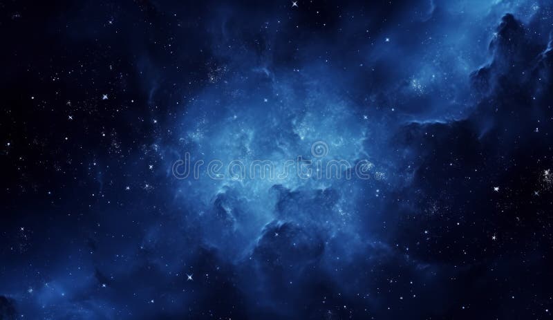 Blue Interstellar View on Nebula Cosmos Galaxy Stock Illustration ...