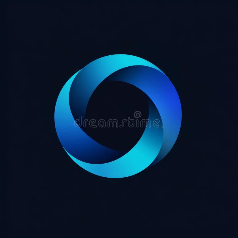 Blue Intertwined Circular Design on Dark Background Highlighting Fluid ...