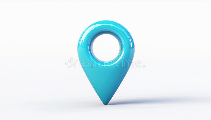Blue Inverted Drop-Shaped Map Pointer Pin for Location Marking on White ...