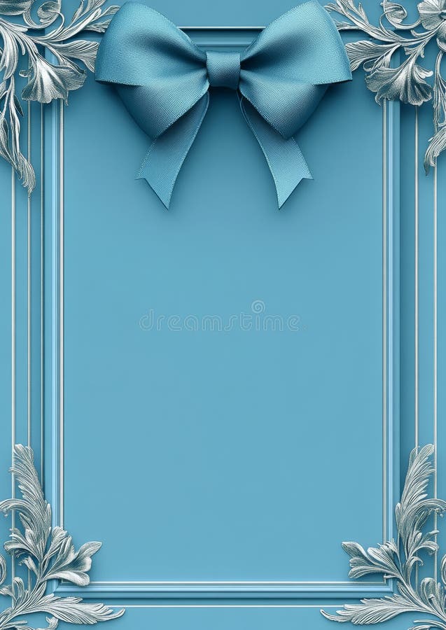 Blue Invitation Template with Bow, Concept for Baby Shower Party Stock ...