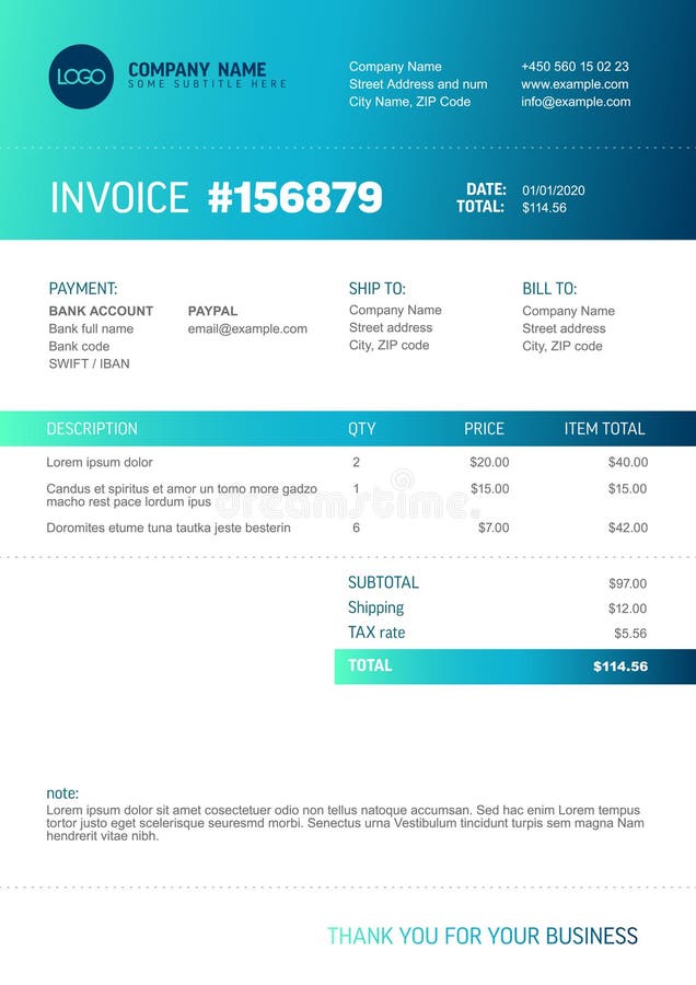 Blue Invoice Template Stock Illustrations – 669 Blue Invoice Template Stock Illustrations ...
