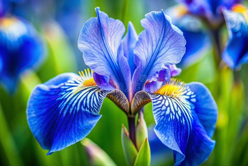 Blue Iris in Spring stock illustration. Illustration of beauty - 367165951