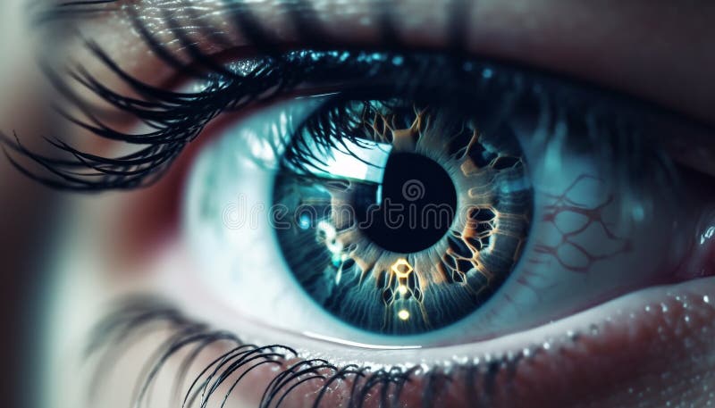 Blue Iris Staring, Close Up of Human Eye, Futuristic Technology ...