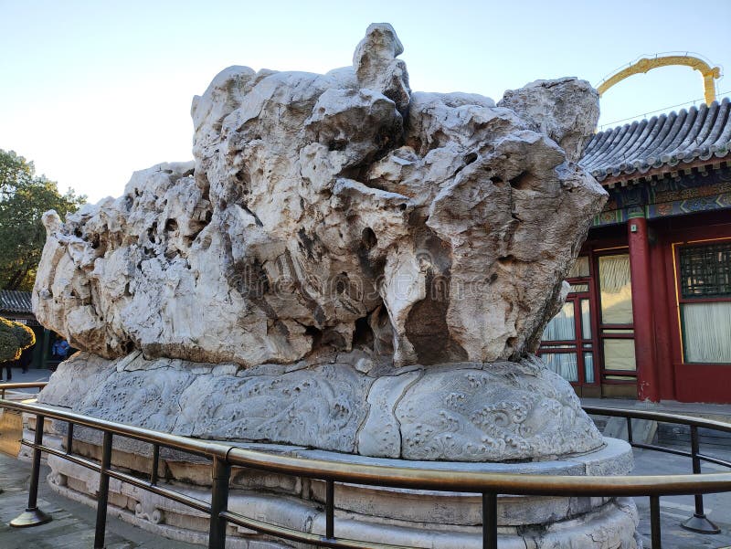 Blue Iris Stone Inside the Summer Palace in Beijing, China Editorial ...