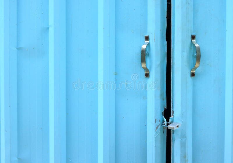 Blue Iron Door Locked with Iron Key Stock Photo - Image of close, steel ...