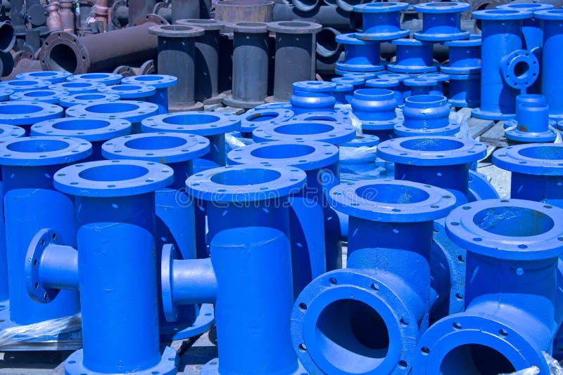 Blue iron pipes stock image. Image of line, elements - 61239427
