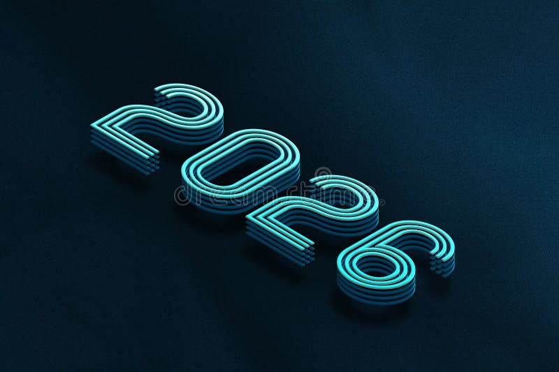 Blue Isometric Layer 3d Text Effect of Number 2026 on Blue Background ...