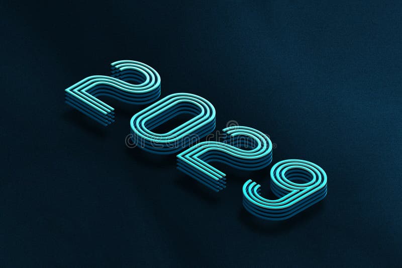 Blue Isometric Layer 3d Text Effect of Number 2029 on Blue Background ...
