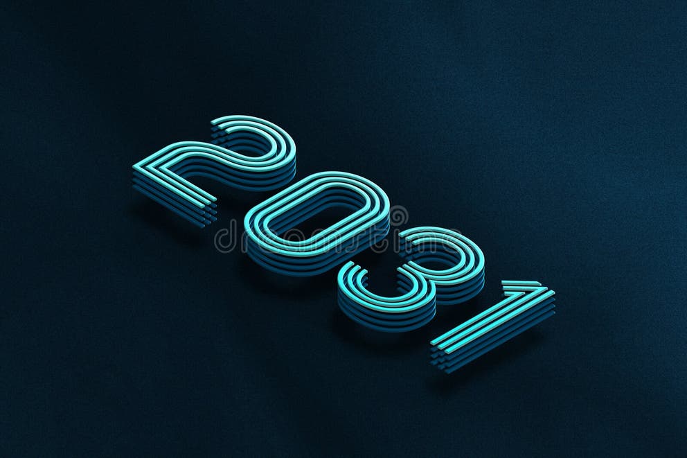 Blue Isometric Layer 3d Text Effect of Number 2031 on Blue Background ...
