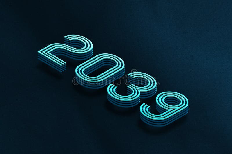 Blue Isometric Layer 3d Text Effect of Number 2039 on Blue Background ...