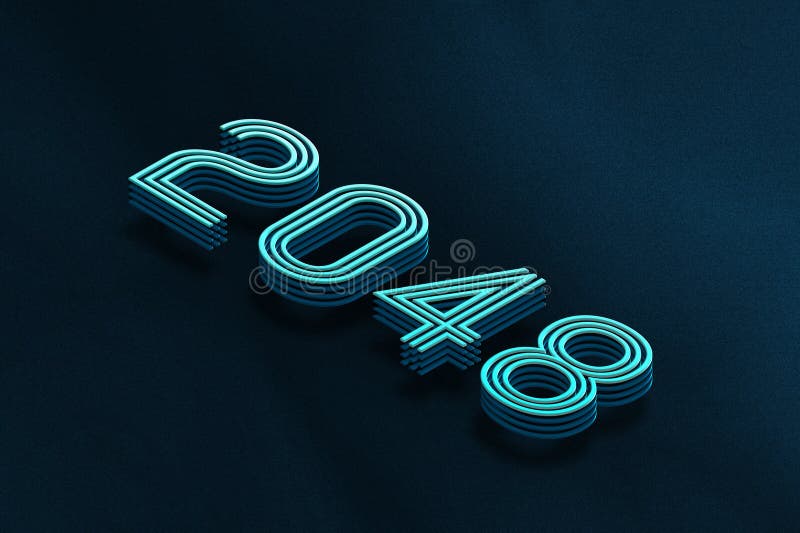 Blue Isometric Layer 3d Text Effect of Number 2048 on Blue Background ...