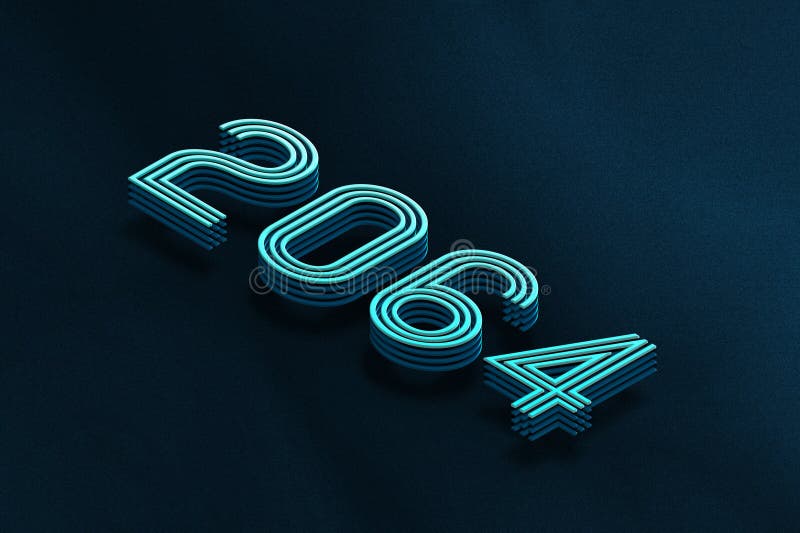 Blue Isometric Layer 3d Text Effect of Number 2064 on Blue Background ...