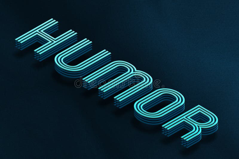 Blue Isometric Layer 3d Text Effect of Word Humor on Blue Background ...