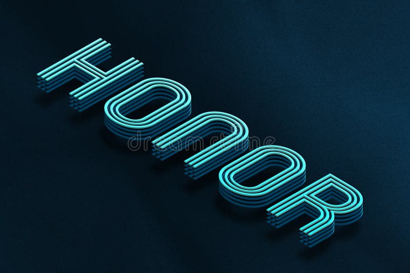 Blue Isometric Layer 3d Text Effect of Word Honor on Blue Background ...