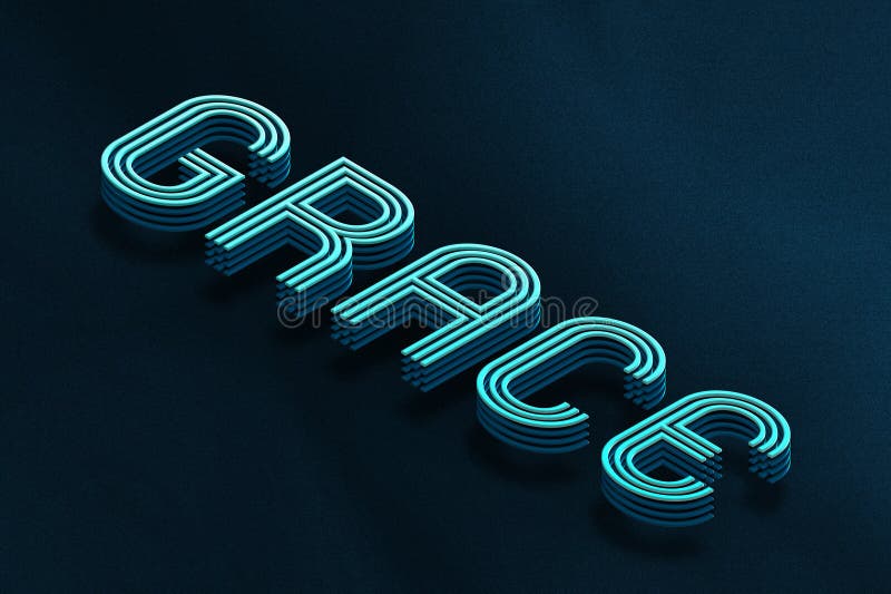 Blue Isometric Layer 3d Text Effect of Word Grace on Blue Background ...
