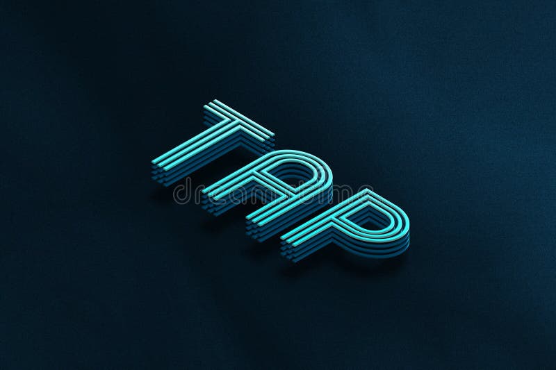 Blue Isometric Layer 3d Text Effect of Word Tap on Blue Background ...