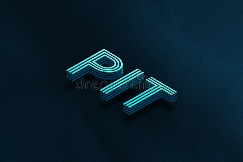 Blue Isometric Layer 3d Text Effect of Word Pit on Blue Background ...