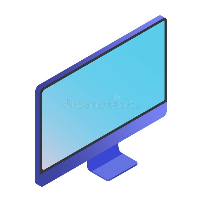 Blue isometric pc monitor stock vector. Illustration of technology ...