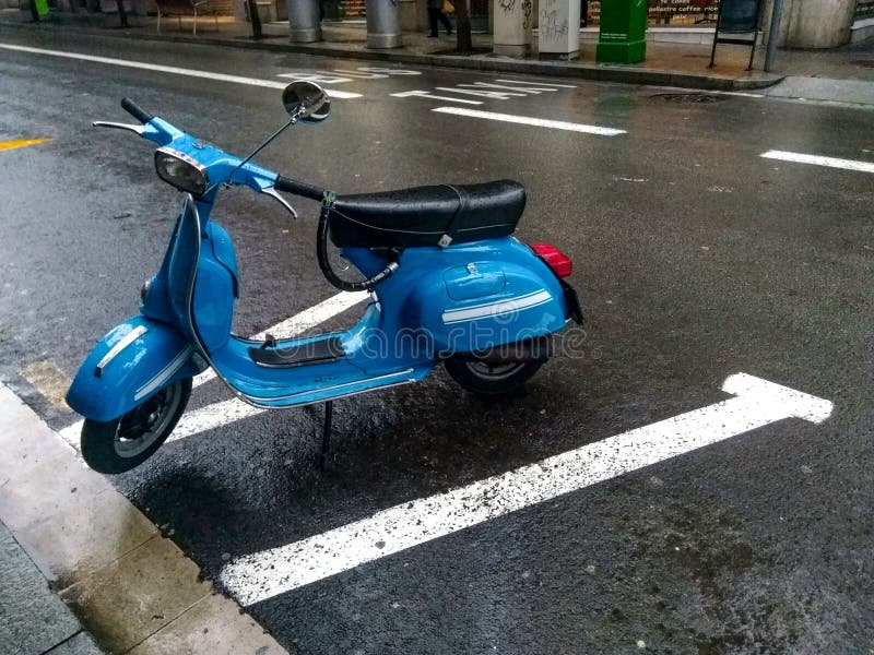 Blue Italian Vespa Scooter Parked on the Road Editorial Stock Image ...