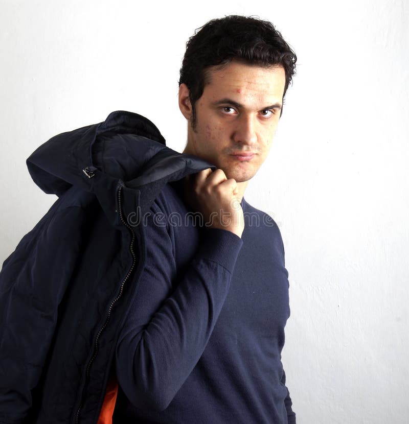 Blue jacket stock photo. Image of happy, portrait, success - 50438098