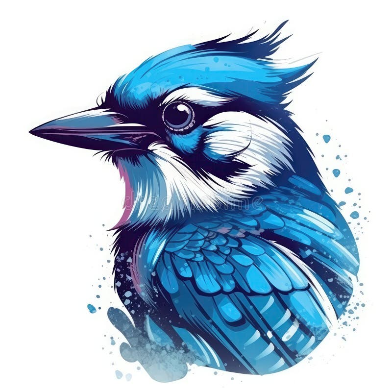 Blue Jay Bird on White Background Logo. Generative AI Stock ...
