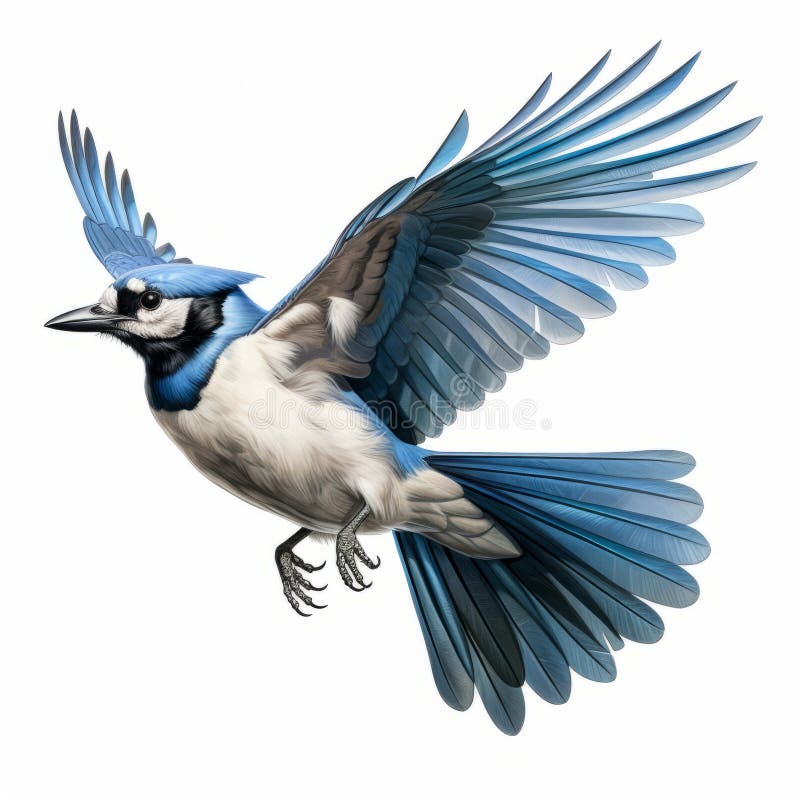 Colorful Blue Jay in Flight: Zbrush Style Muralist Art Stock ...