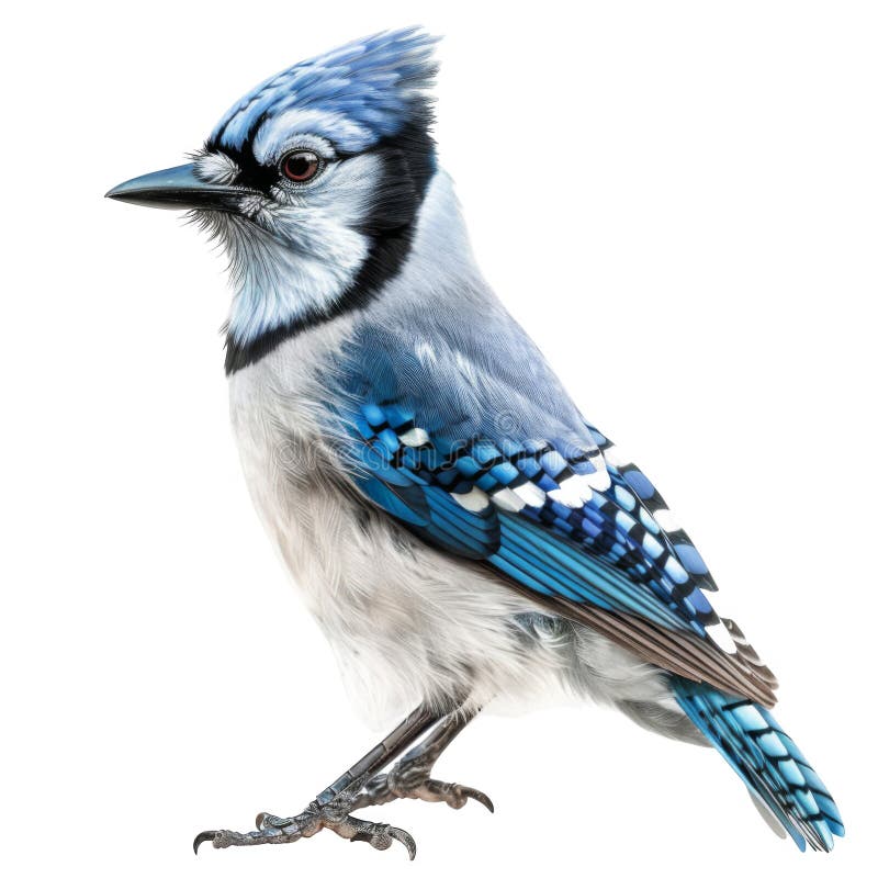 Blue Jay with Crest Raised, Standing Stock Image - Illustration of ...