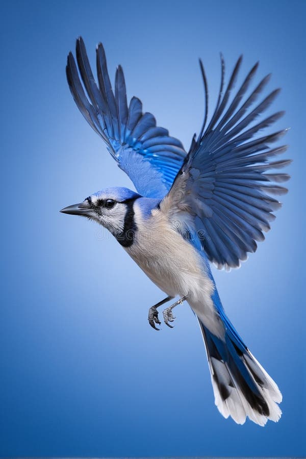 Blue jay in flight stock illustration. Illustration of blue - 341742803