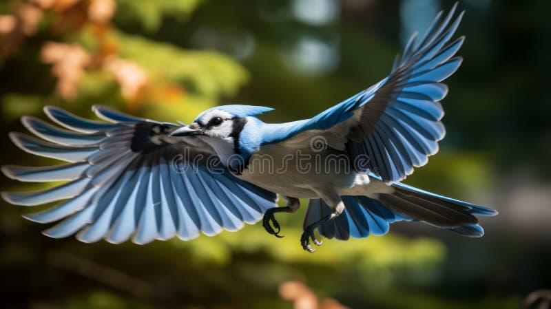 Blue Jay in Flight: Unreal Engine Render with Dynamic Brushwork Stock ...