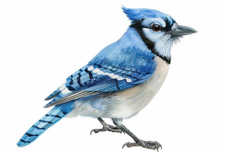 Blue Jay, Pastel-colored, in Hand-drawn Style, Watercolor, Isolated on ...