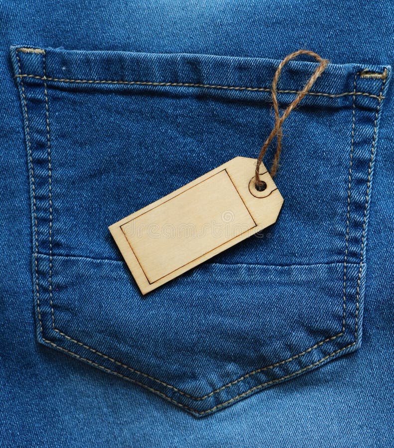 Blue jean with price tag stock photo. Image of jean - 276036444