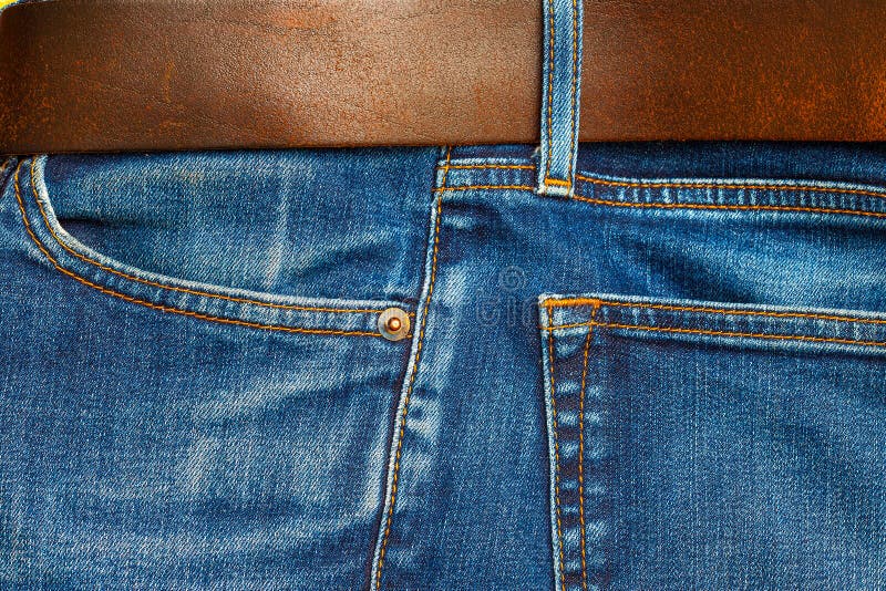 Blue Jeans with Belt, Close Up Stock Image - Image of blue, sturdy ...