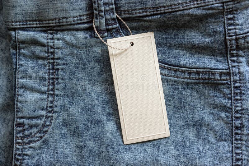 Blue Jeans with Blank Paper Label Stock Photo - Image of template ...