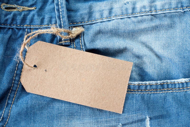 Blue jeans with blank tag stock image. Image of label - 75338705