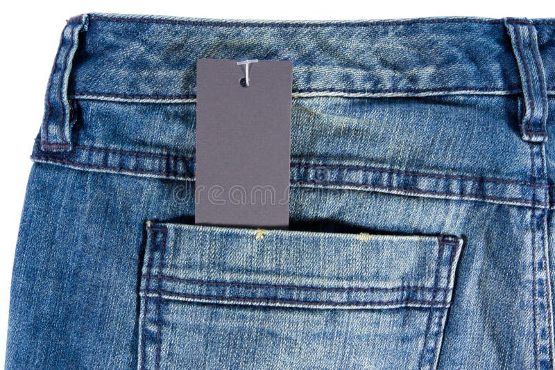 Blue Jeans Detail Blank Tag Paper Jeans Label Stock Photo - Image of ...