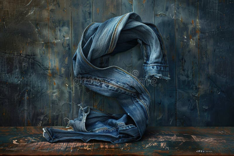 Blue Jeans Folded into the Shape of a Letter S. Generative AI Stock ...