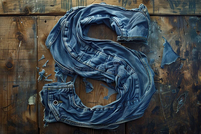 Blue Jeans Folded into the Shape of a Letter S. Generative AI Stock ...