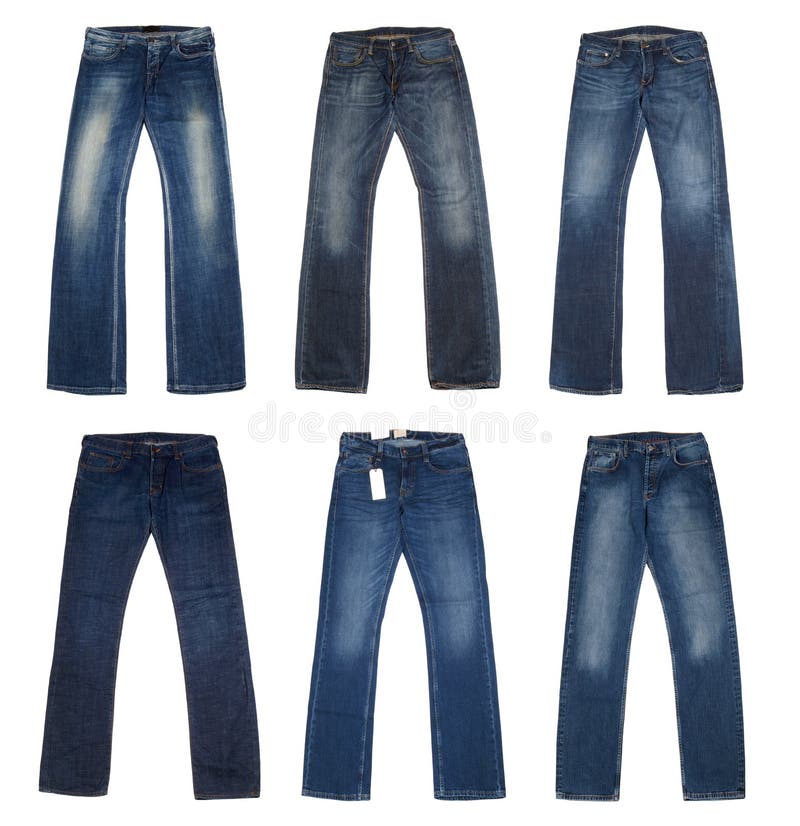 Blue Jeans Front Side with Label Isolated on White Background Stock ...