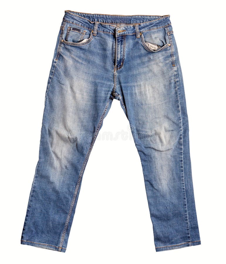 Blue Jeans Isolated on a White Background. Clothing Theme Stock Photo ...