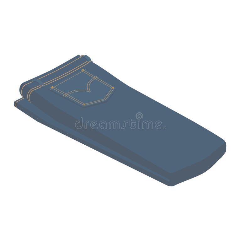 Blue Jeans Lying Isolated on White Background Isometric View. Vector ...