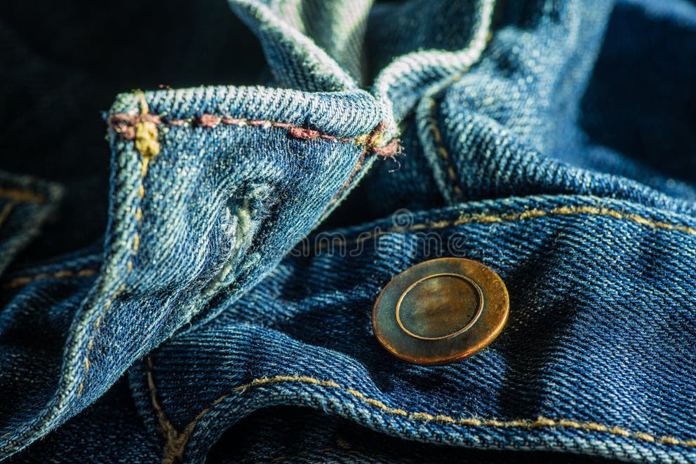 Blue Jeans with Open Brass Button Stock Photo - Image of pair, fabric ...