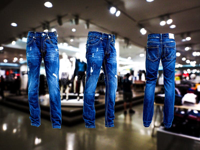Blue Jeans Pants Isolated Front and Rear. in the Store Stock Image ...
