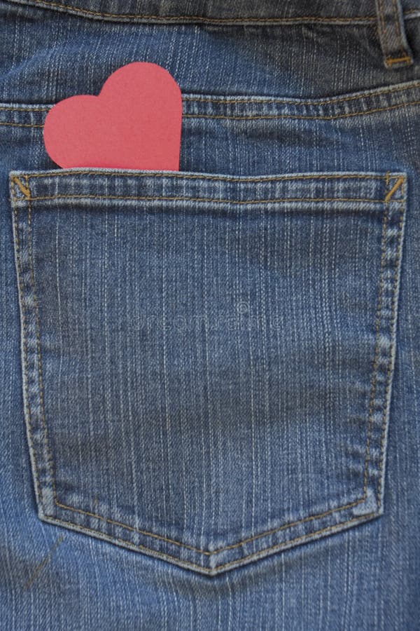 Blue Jeans Pocket with Heart Stock Image - Image of macro, cotton: 7768127