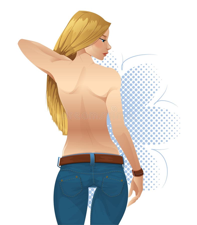 Shirtless Woman Jeans Shorts Stock Illustrations 3 Shirtless Woman