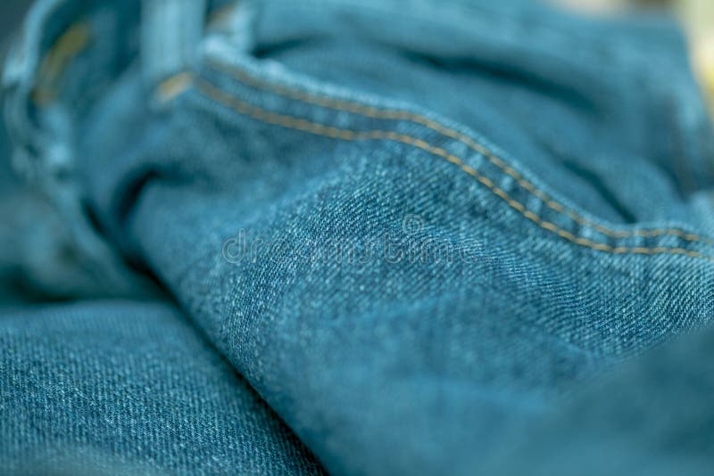 Blue Jeans Stitched with White Thread Stock Image - Image of apparel ...