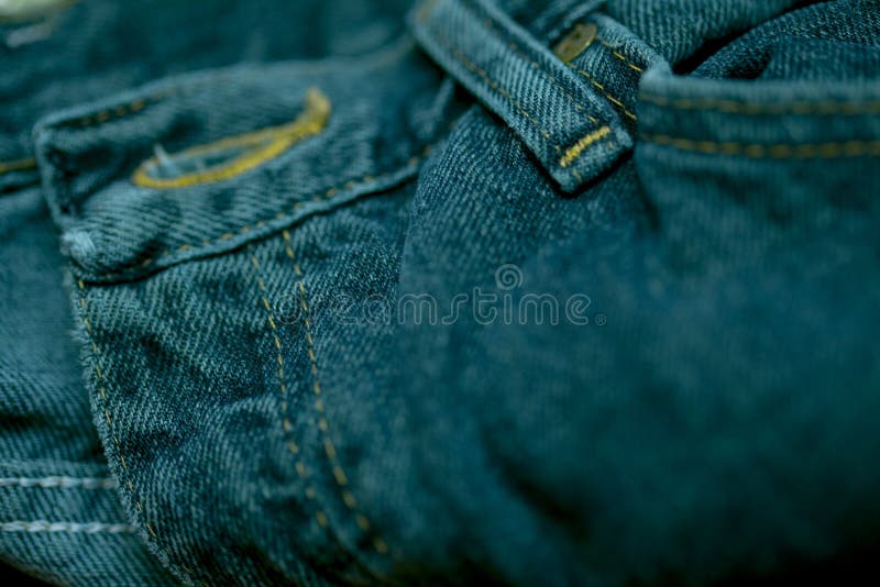 Blue Jeans Stitched with White Thread Stock Image - Image of inside ...
